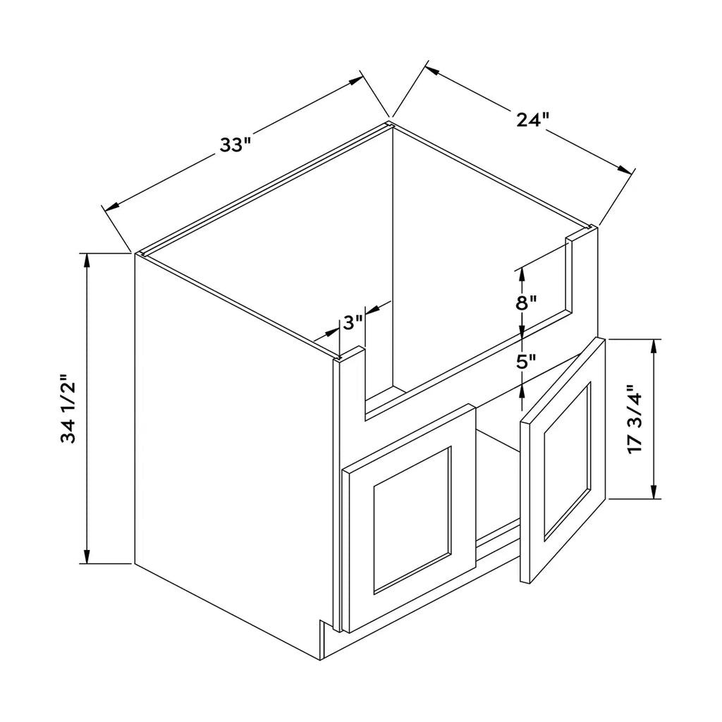 Craft Cabinetry Modern Gray 33"W Sink Cabinet | FSB33