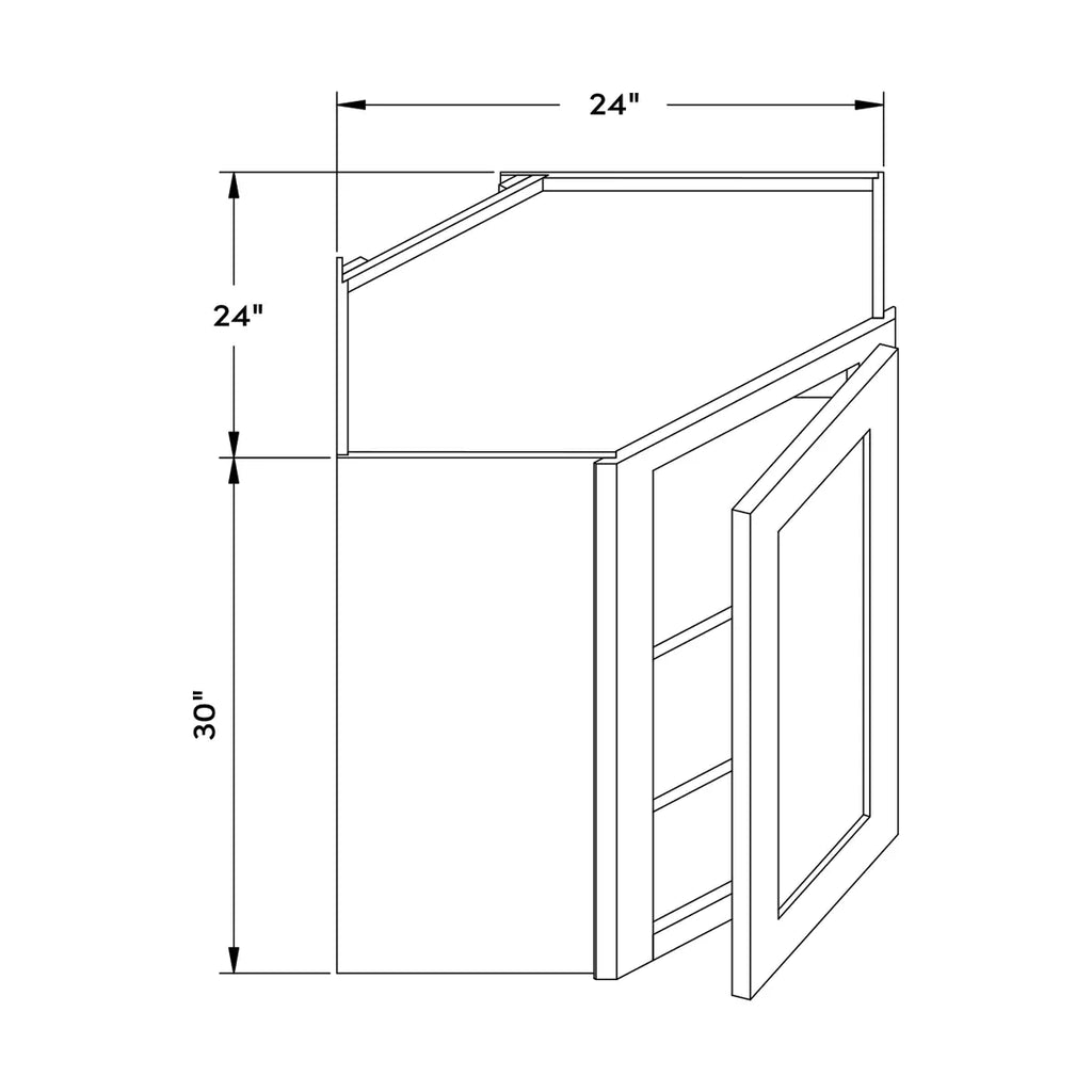 Craft Cabinetry Modern Gray 24"W x 30"H Wall Diagonal Corner Cabinet ...